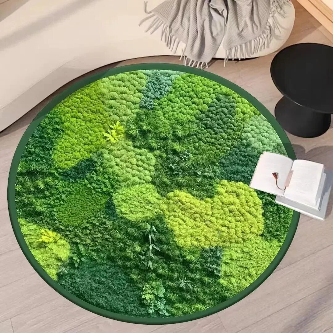 Круглый ковер из искусственного кашемира зеленый 120cm-dia, 2507291158
