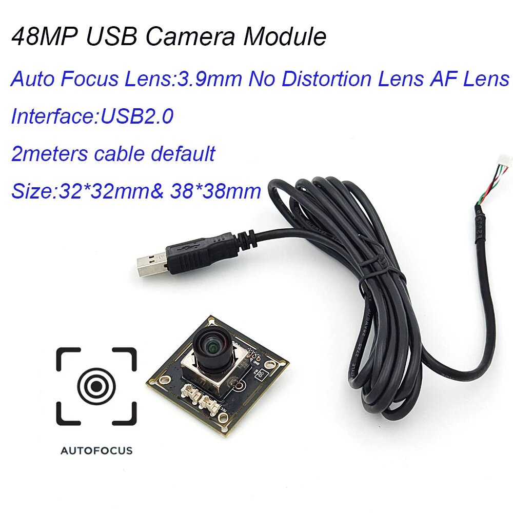 48MP USB камера с автофокусом, 3.9mm, 2м кабель