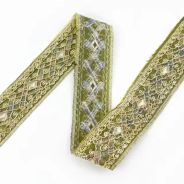 2-5 ярдов, 43 мм, кружевная бейка с вышивкой, этнические ленты с блестками, ленты для украшения танцевального платья, лямки, аксессуары для шитья своими руками
