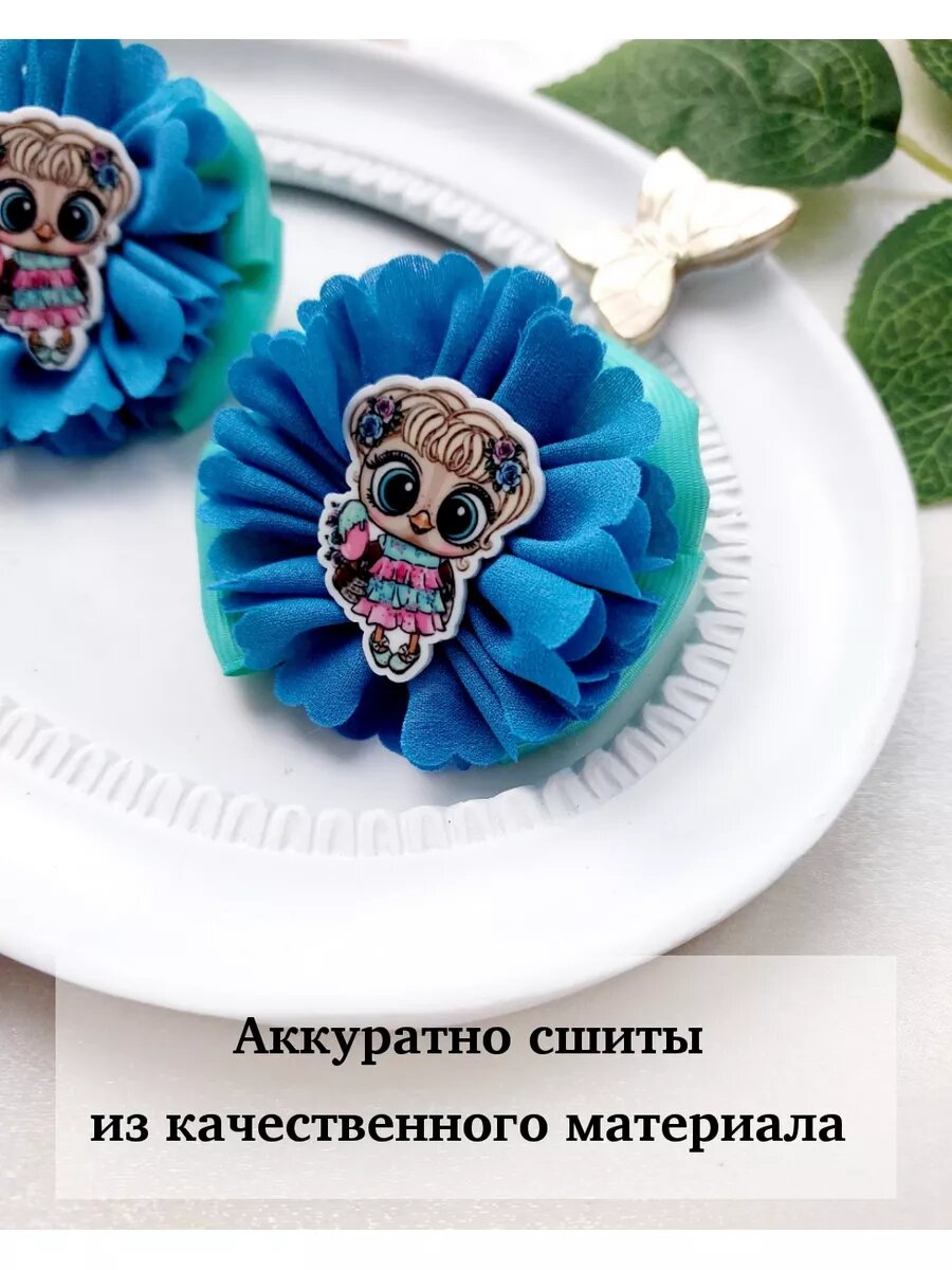 Бантики для волос "Арт и Дизайн", для девочек, с фигуркой, бирюзовые — фото 1