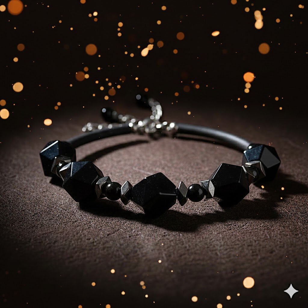 Жесткий браслет, гематит, агат