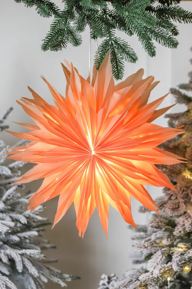 Бумажная звезда-снежинка далия, розовая, 40 см, Edelman 1137202