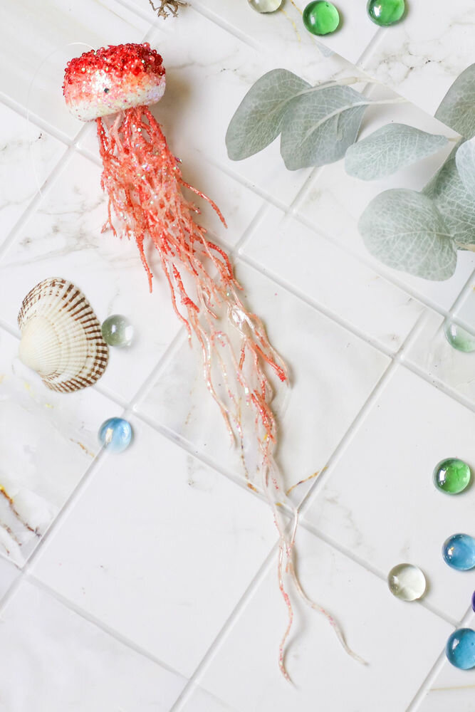 Ёлочная игрушка красная медуза, серия мировой океан, пенополистирол, 30 см, Edelman 1151752-2