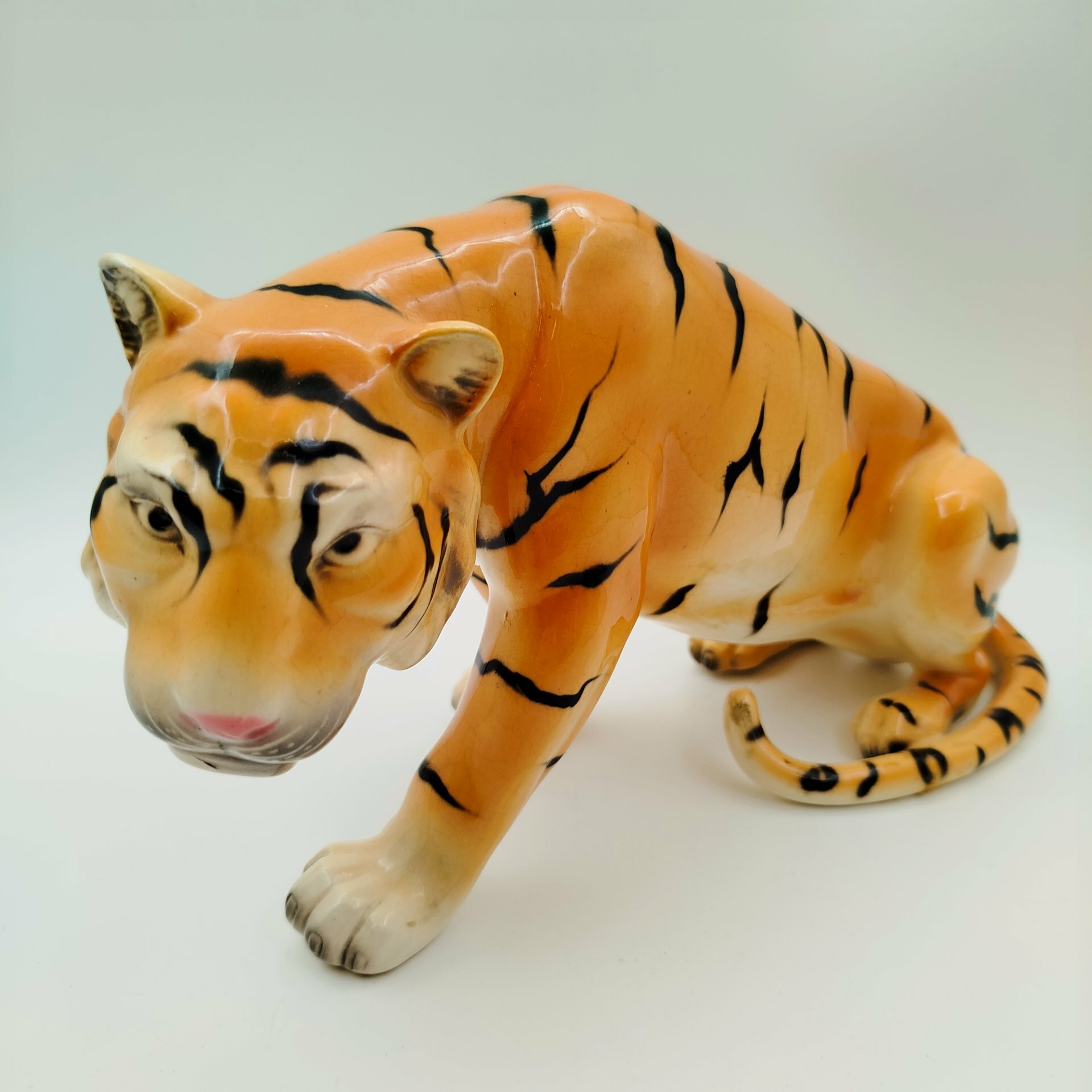 Статуэтка "Тигр", фаянс, роспись, Sitzendorf, Германия, 1950-1970 гг.