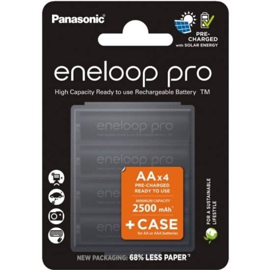 Аккумулятор Eneloop Panasonic Pro LR6 AA 2500 mAh (уп 4 шт) + футляр
