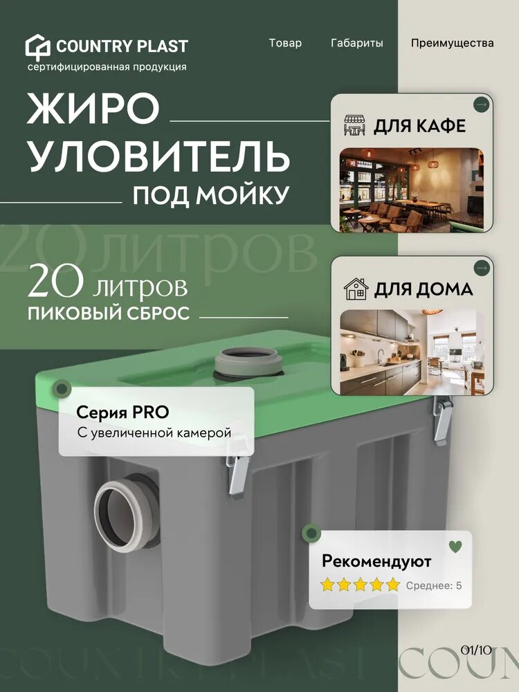 Жироуловитель под мойку COUNTRY PLAST EXPERT 20 PRO