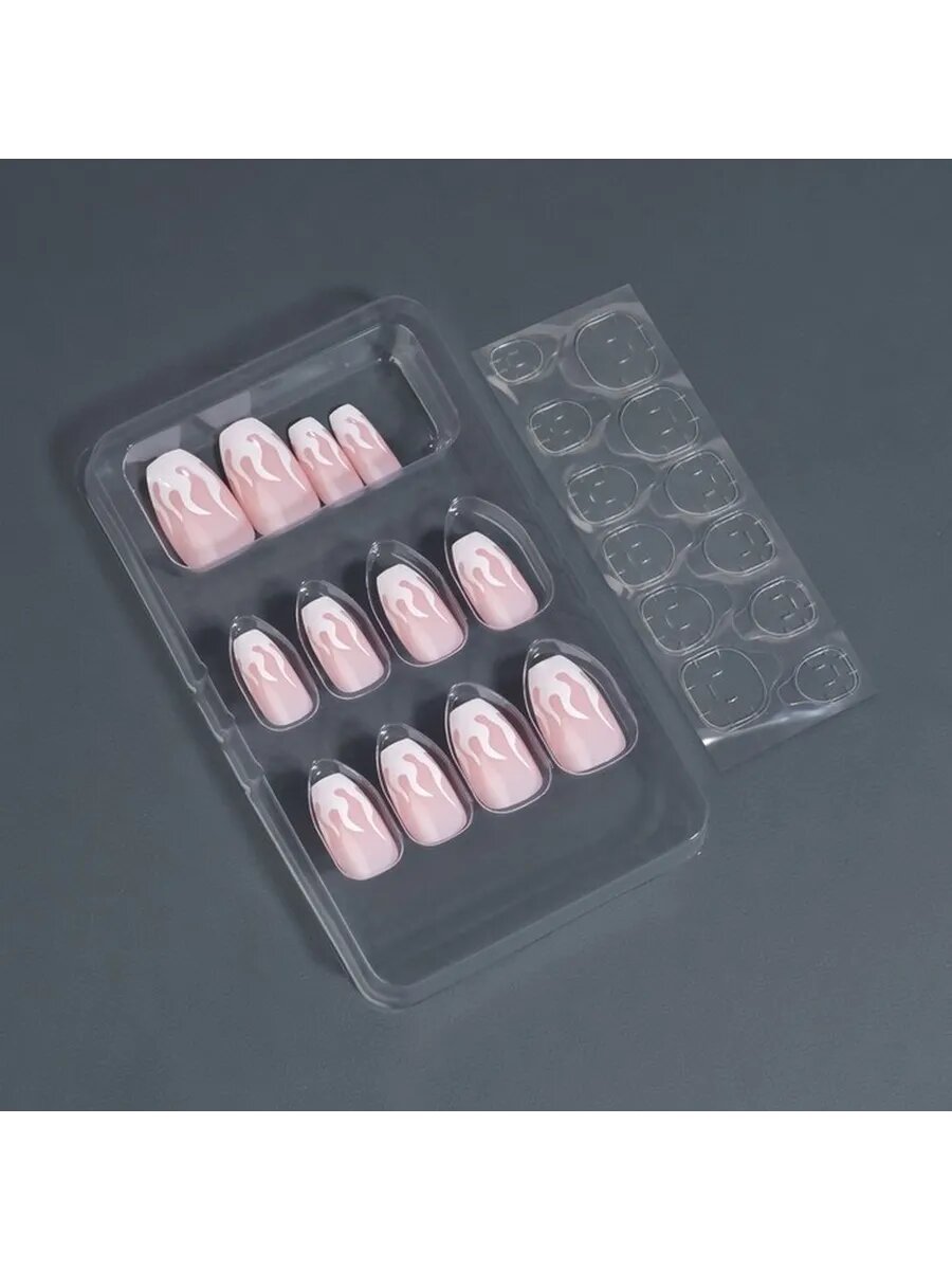 Накладные ногти розовые и белые для маникюра