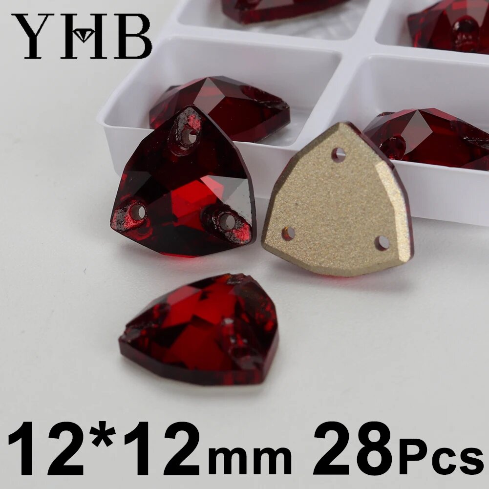 Стразы YHB Бордовые треугольные 12 мм (28 шт)