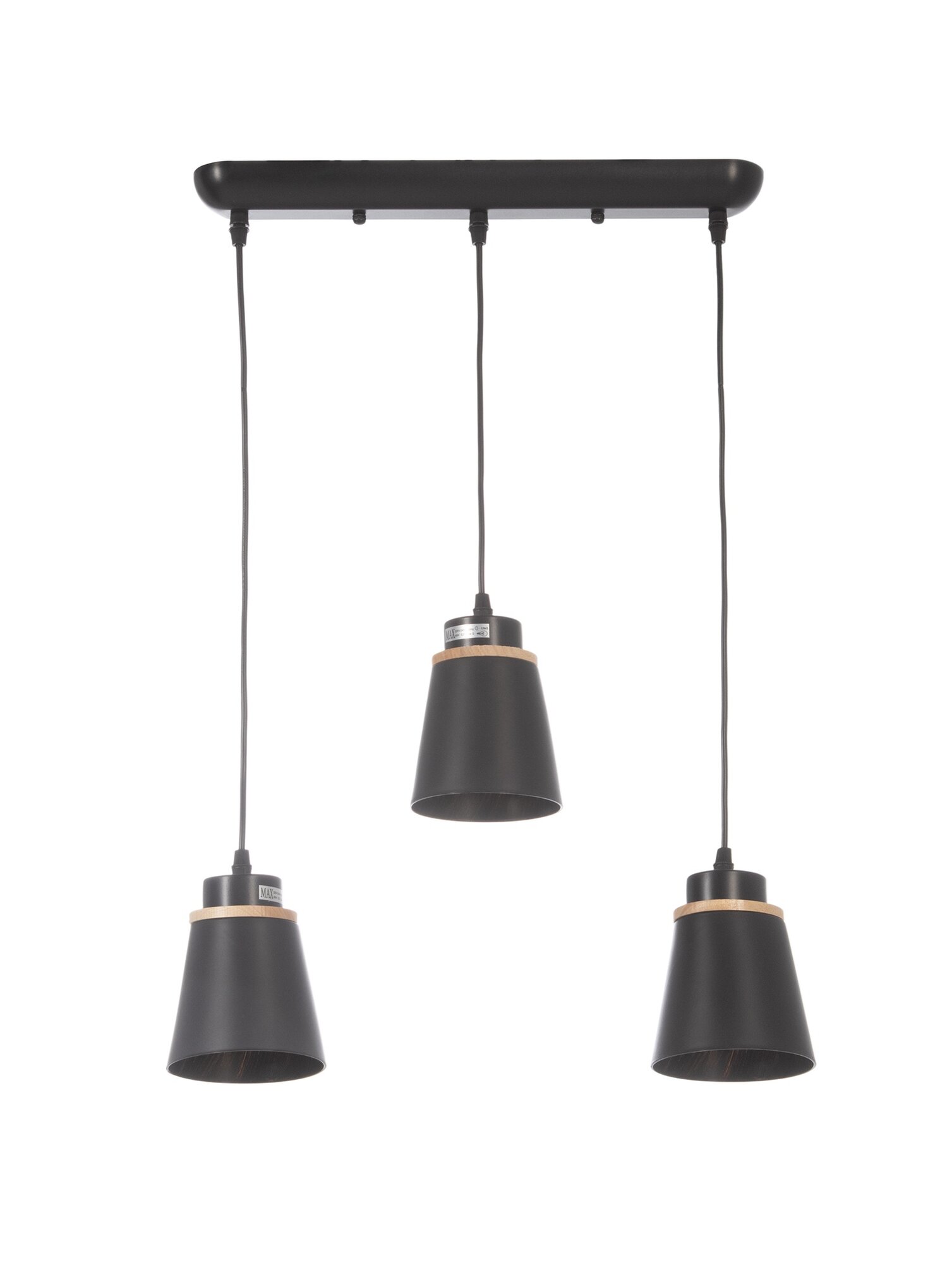 Светильник подвесной ЭкономСвет 30136/3L BK, 3×40 Вт, E27, 84.5×12×20-90 см, чёрный