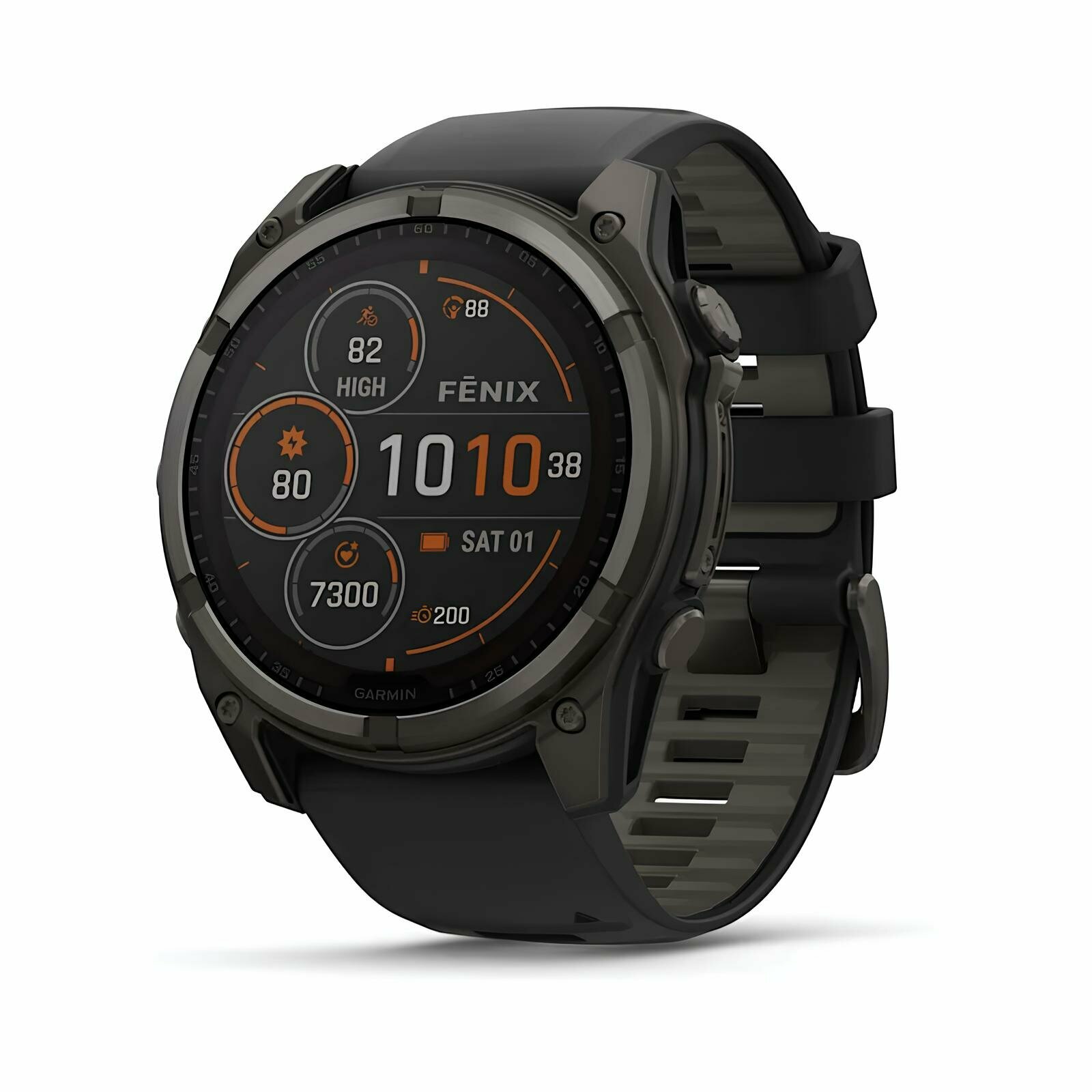Смарт-часы Garmin Fenix 8 (51 mm) Solar, Sapphire Carbon Gray DLC Titanium with Black/Pebble Gray Silicone, 010-02907-11