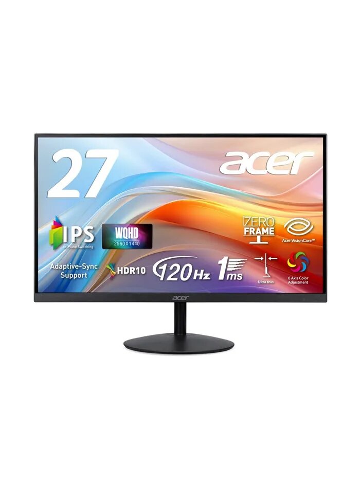 Монитор 27" Acer, SA272UG0bmiipx, IPS, 2560x1440, 120Гц, 16:9, Черный