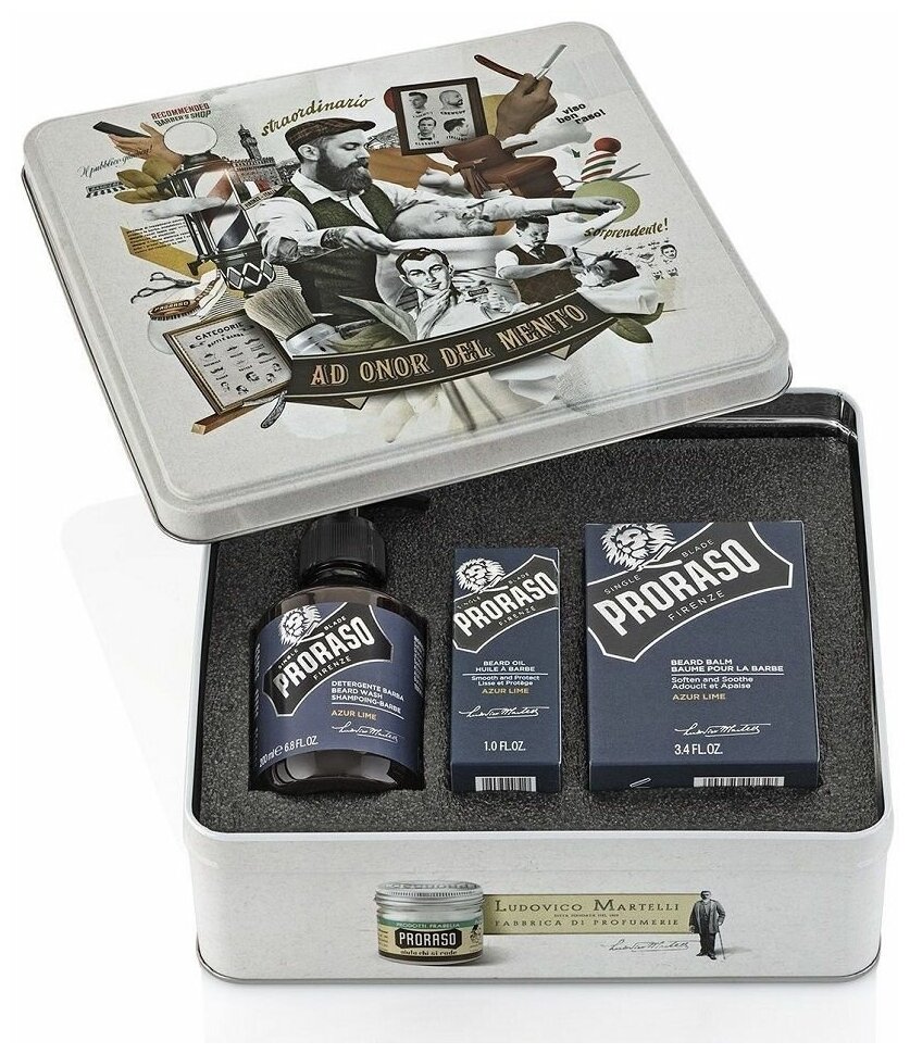 Набор Proraso "Azur Lime", для бороды и усов, для всех типов кожи