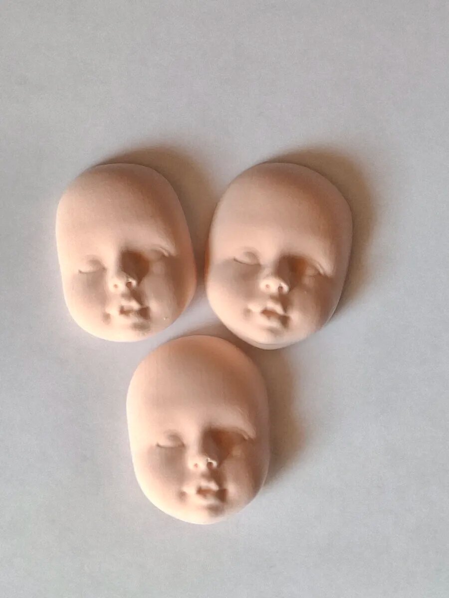 Набор лиц - 3 шт, из зефирной глины для ватной игрушки