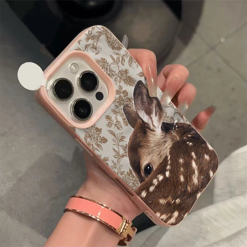 Милый чехол для телефона с изображением оленёнка для iPhone 11, 13, Pink-WQCS337, For iphone 13 Pro