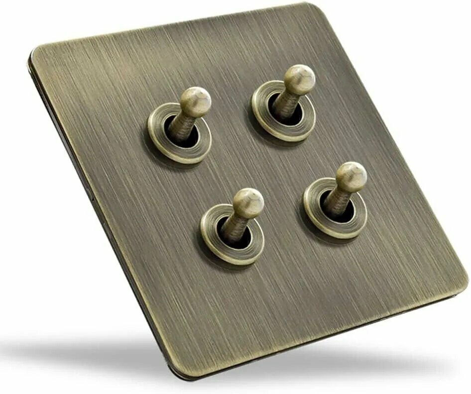 Настенный тумблерный выключатель, тип 86, бронзовый, антикварный тумблерный выключатель света, промежуточный, из цельной латуни, ручной работы.