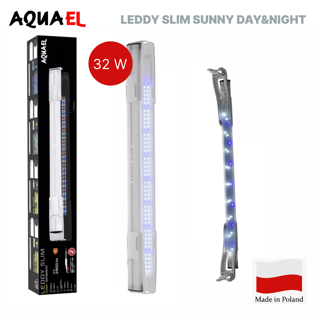 Cветильник для аквариума LEDDY SLIM 32W SUNNY DAY&NIGHT белый
