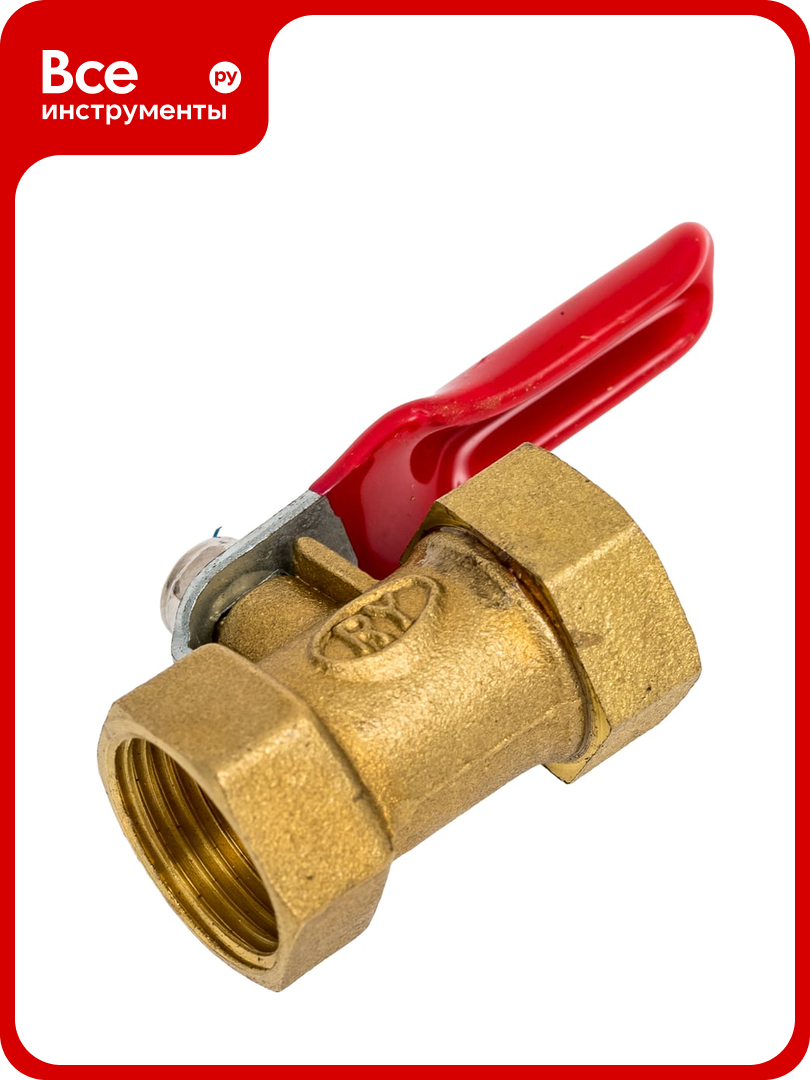 Кран шаровой Pegas латунный, резьба внутренняя 3/8, запорный с рычажной ручкой, для воды и воздуха