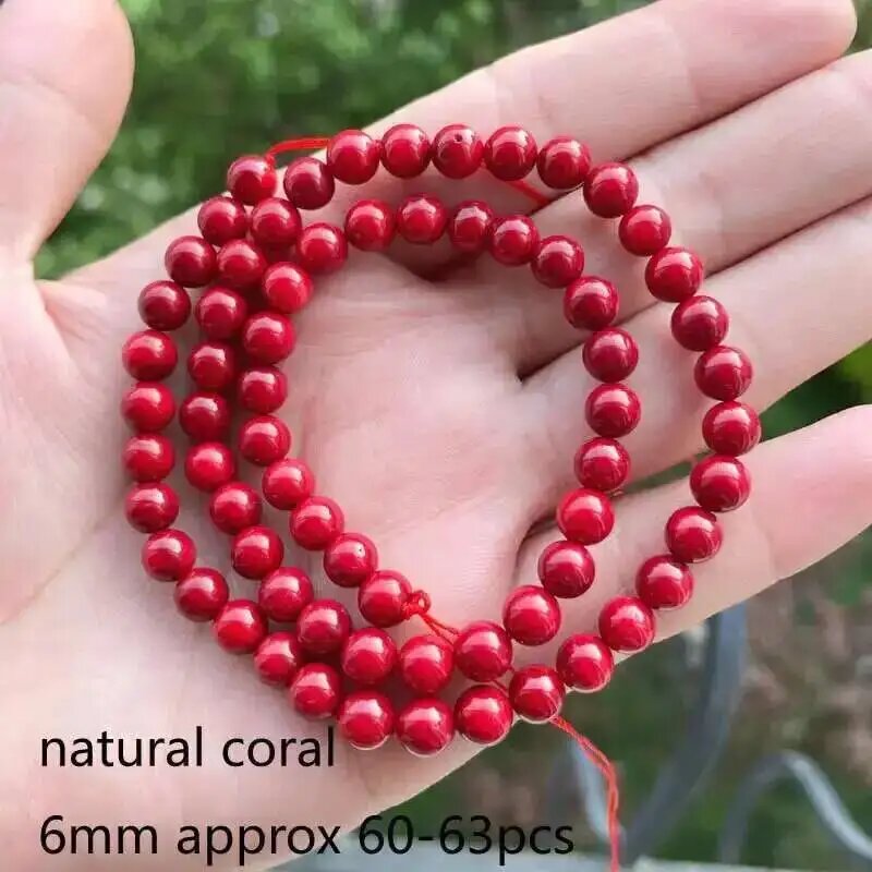 Красный коралловый камень бусины jbyzbsm 15 дюймов Красный, 6mm Round