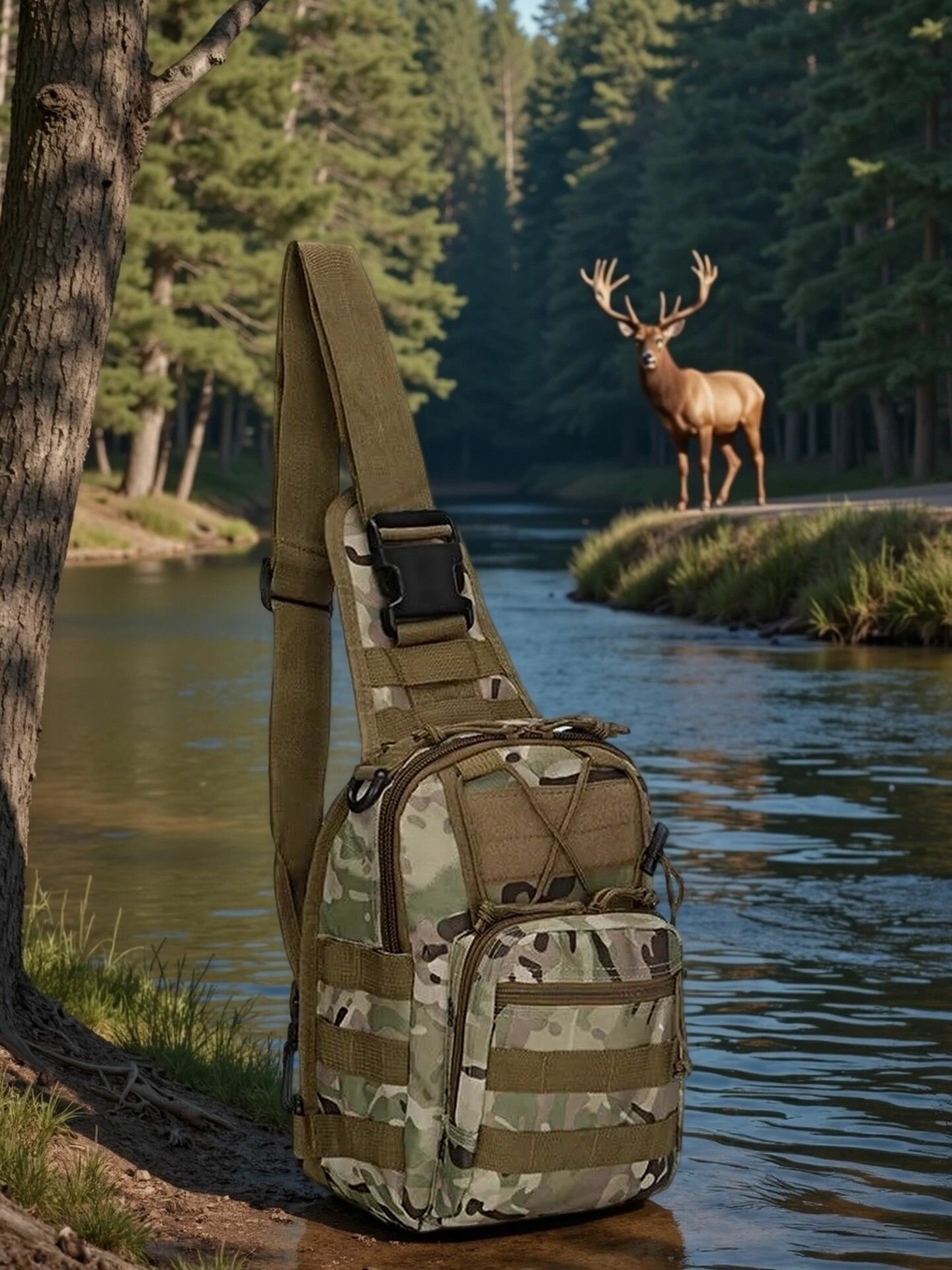 Сумка тактическая через плечо с одной лямкой, мультикам