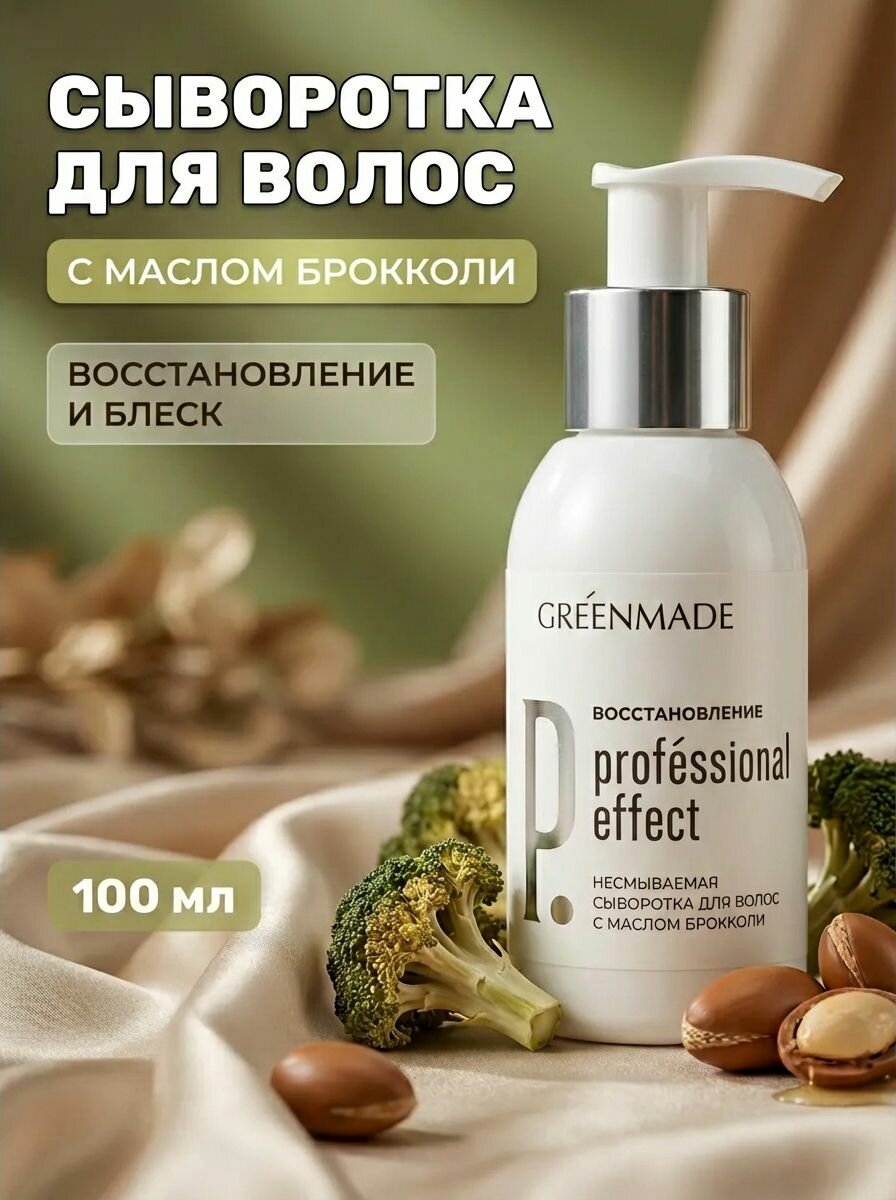 Сыворотка для кончиков волос несмываемая Восстановление с маслом брокколи блеск и мягкость, 100 мл