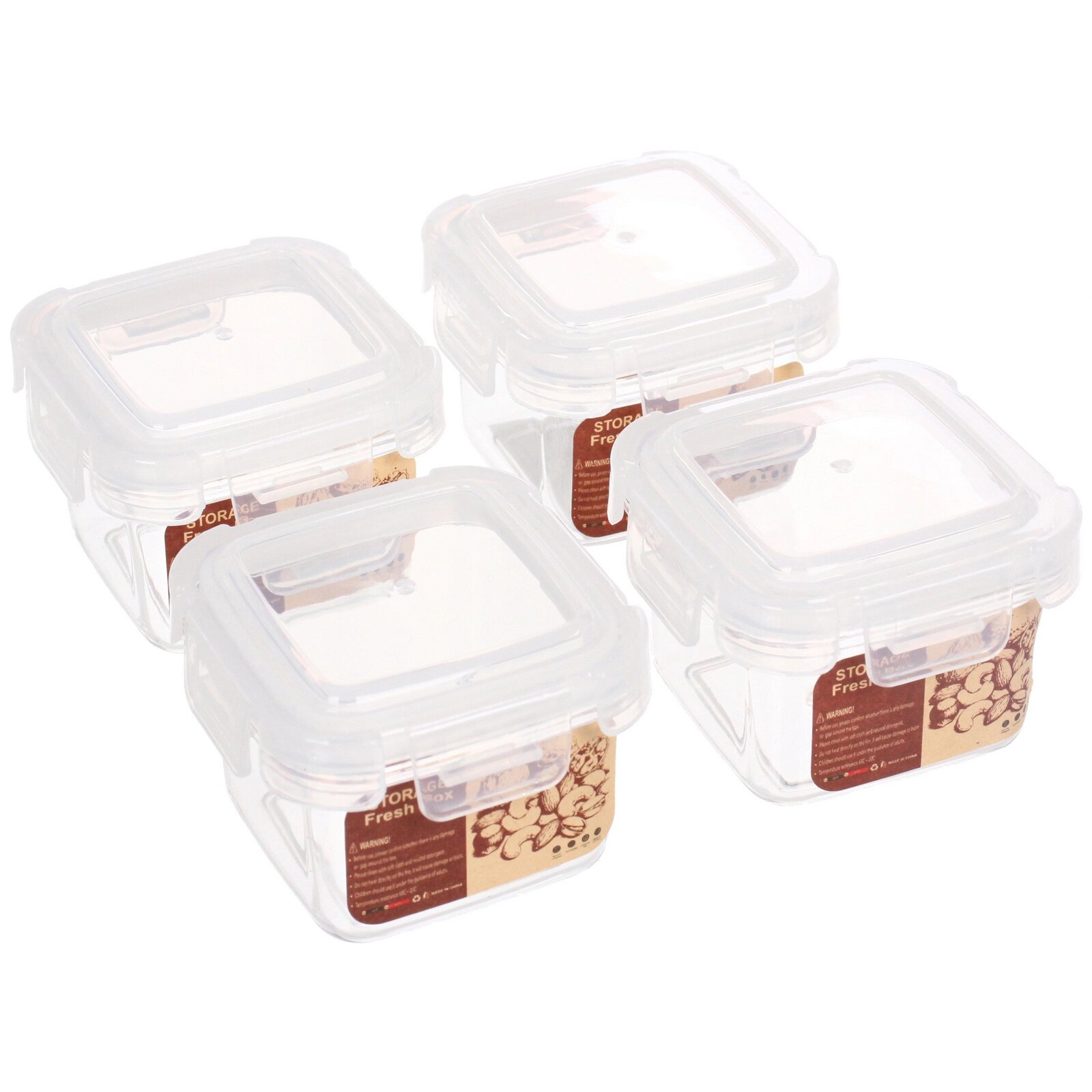Набор контейнеров для продуктов 6x3,5 см, пластиковые, герметичная крышка с защелками, прозрачные