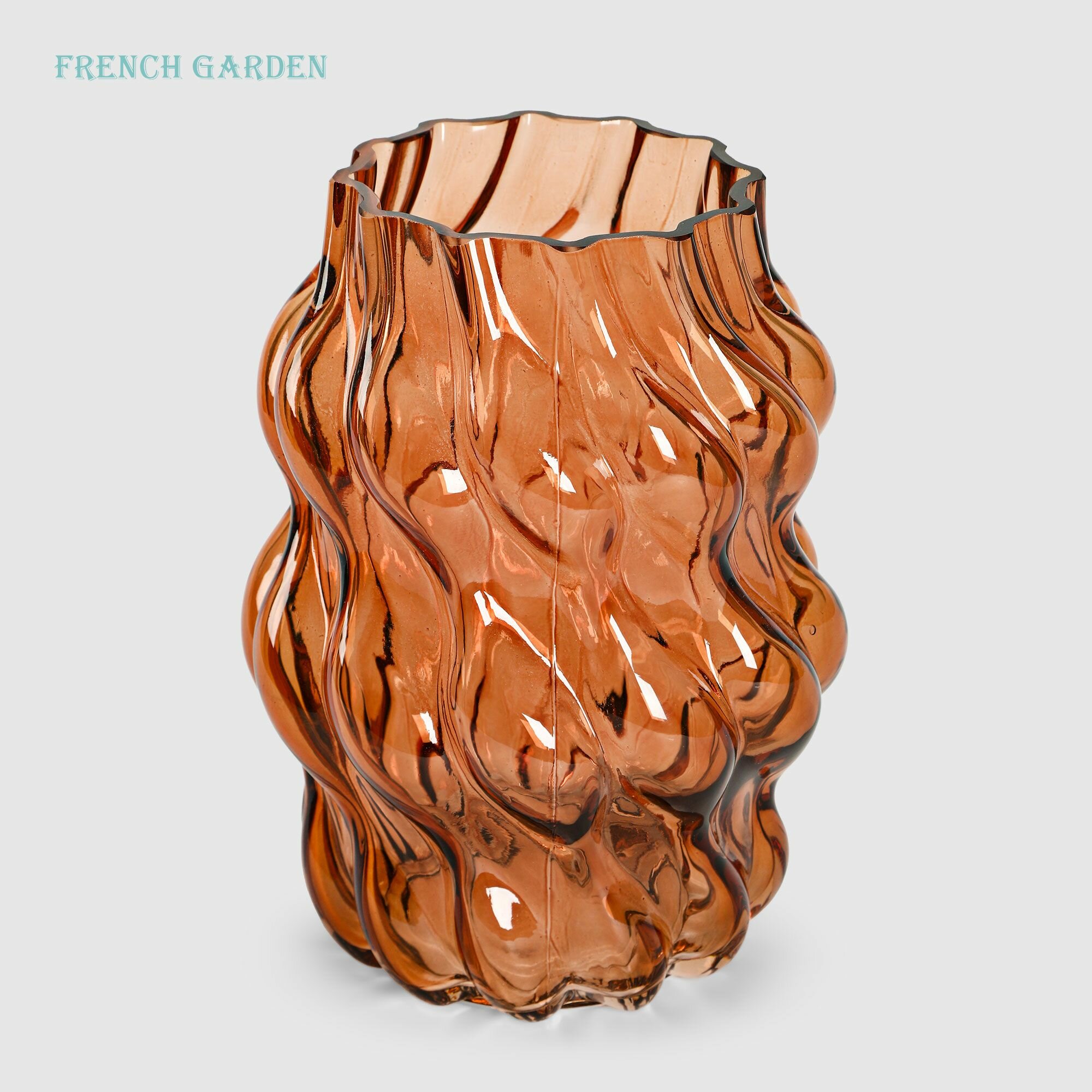 Ваза для цветов French garden стекло с волнистыми линиями 24 см