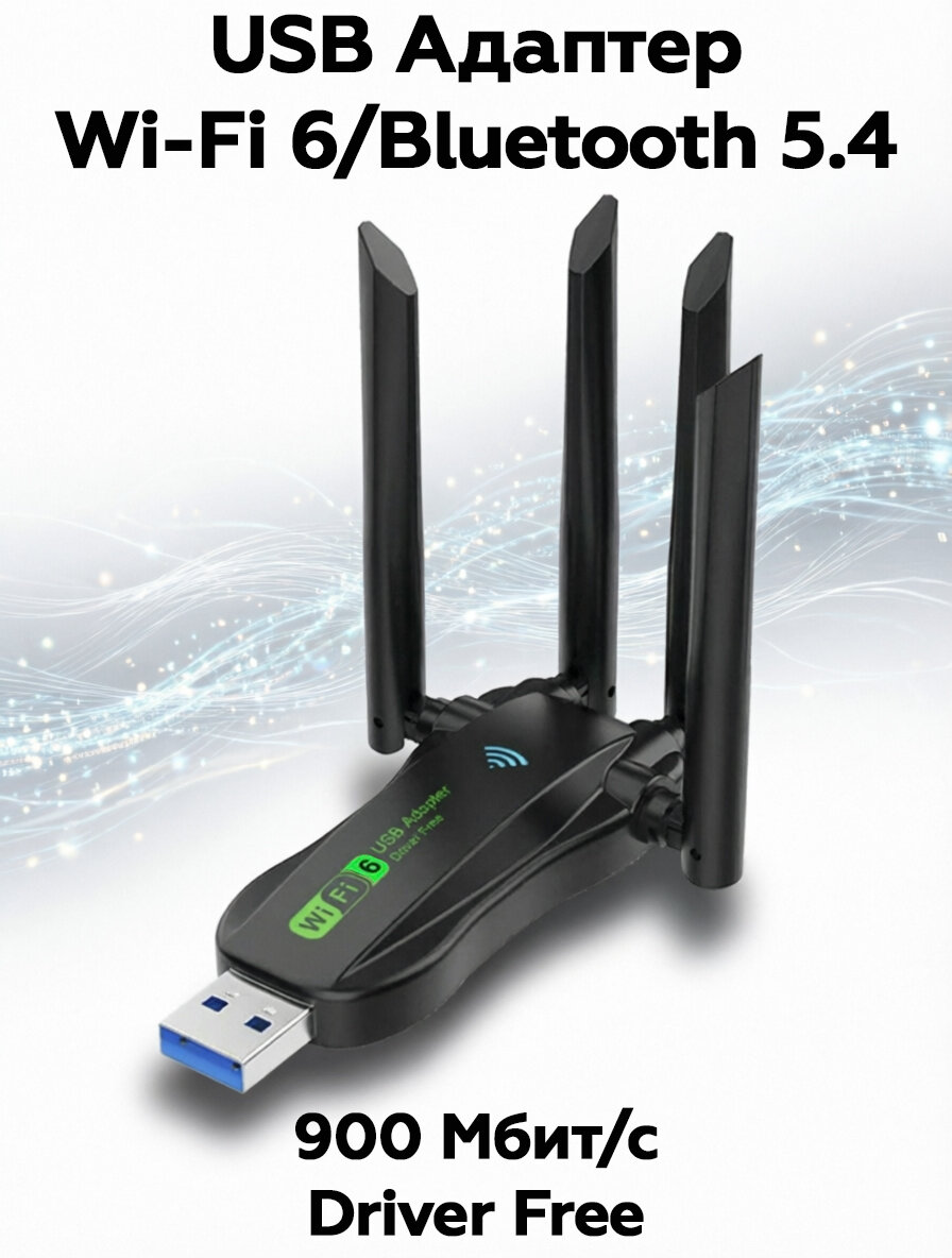 USB Адаптер Wi-Fi 6/Bluetooth 5.4 DUAL BAND, двухдиапазонный