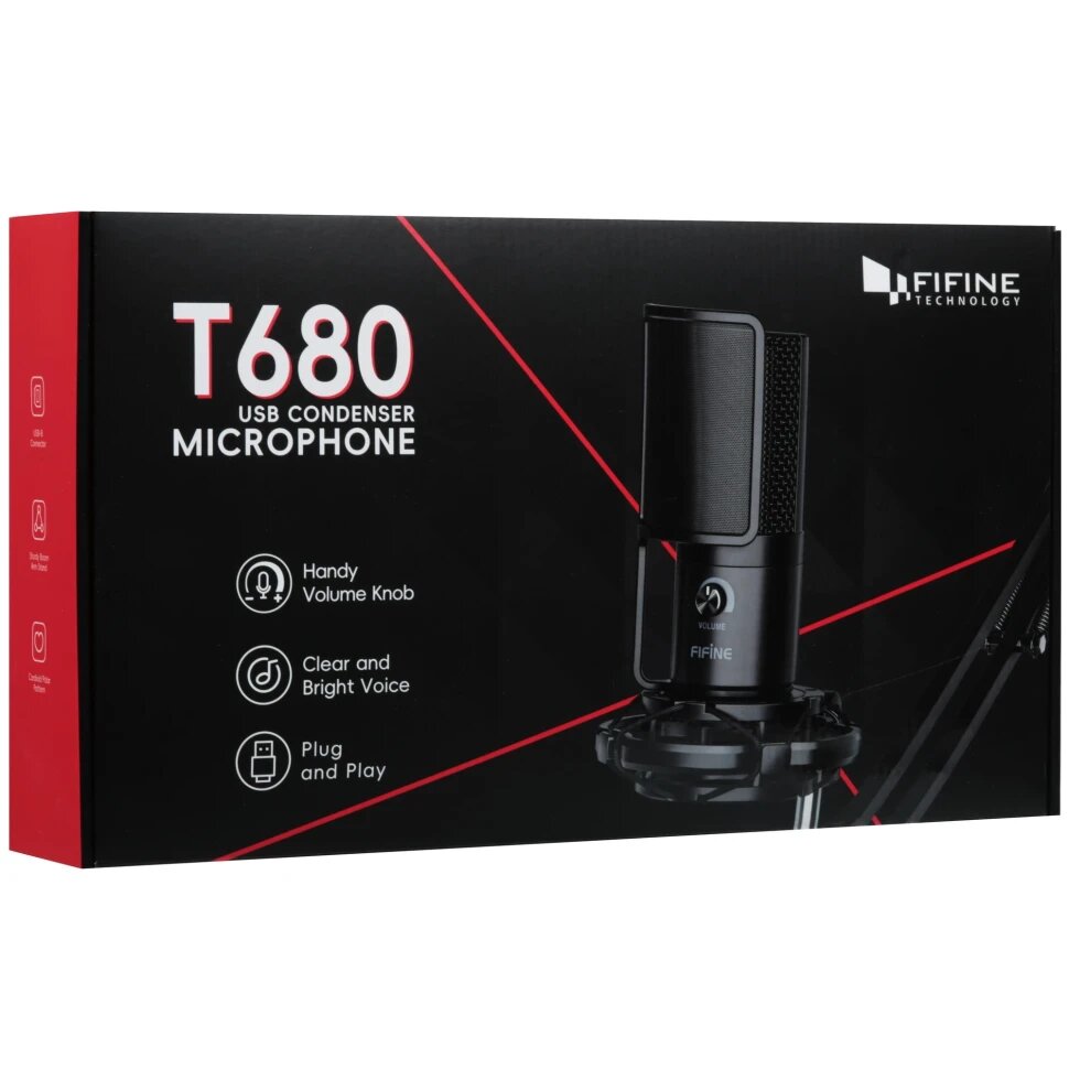 Микрофонный комплект Fifine T680, проводной, комплект с пантографом, настольный, черный