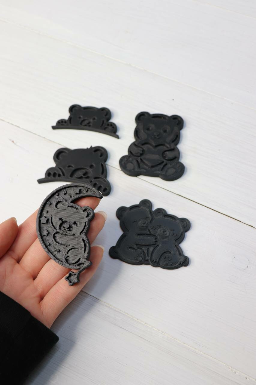 Наклейка объемная мишки 3D набор интерьерных наклеек черные