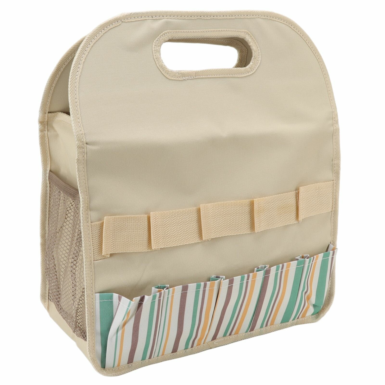 Бежевая полосатая сумка для садовых инструментов