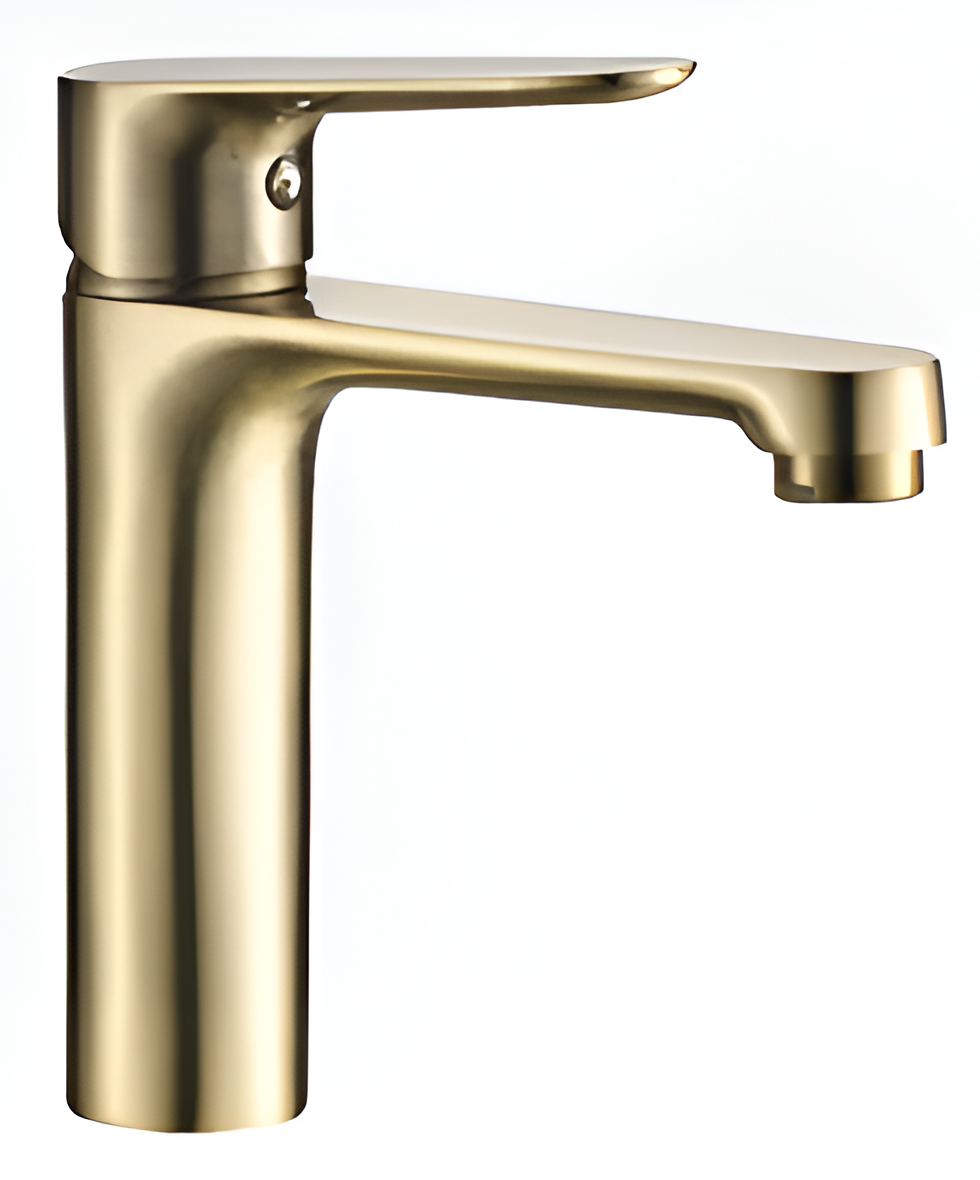 Смеситель для раковины OUTE 150 мм, цвет бронза, однорычажное управление. Монтаж на одно отверстие, на гайке. Гибкая подводка. Присоединительный размер 1/2".