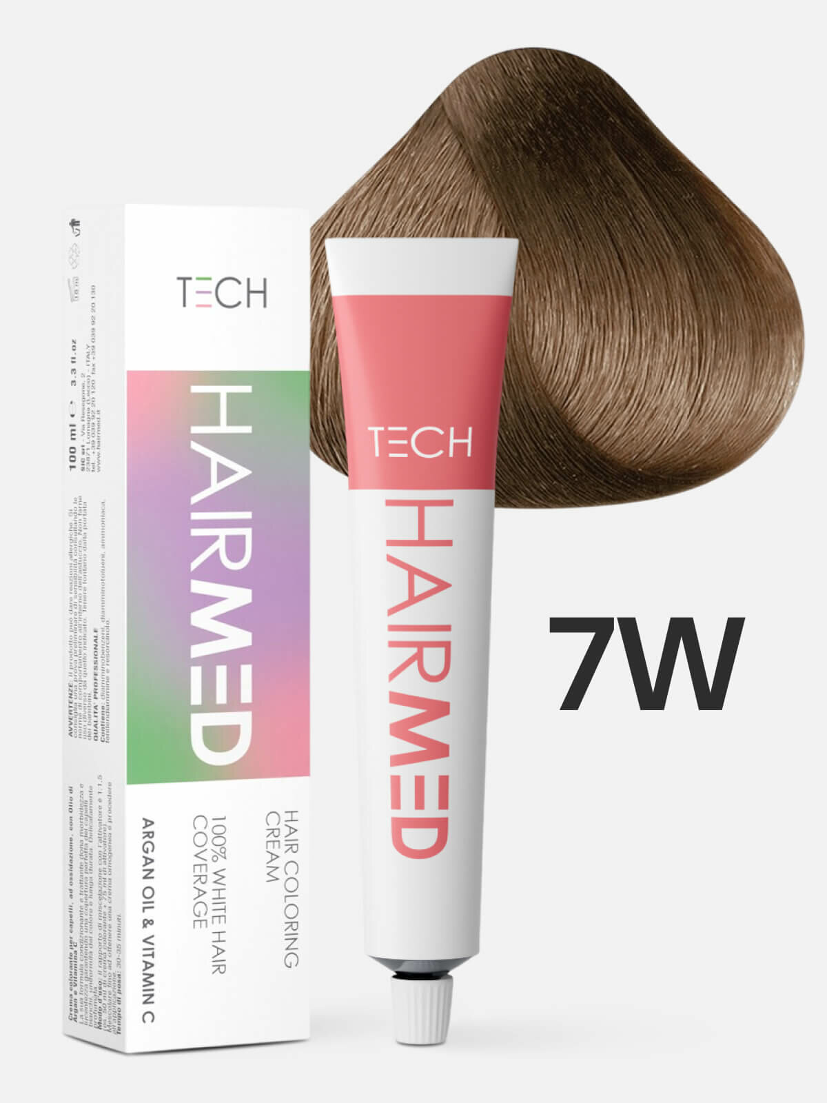Крем - краска для волос профессиональная Hairmed 7W Русый Натуральный теплый, 100 мл