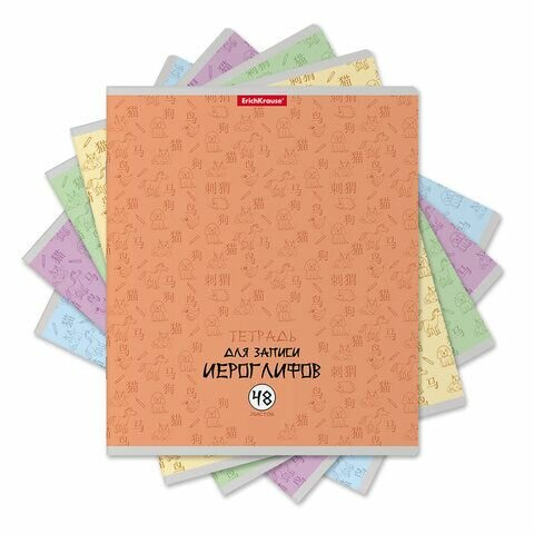 15 шт. Тетрадь-словарь для записи иероглифов А5 48 л, скоба, Erich Krause, Китайская грамота (5 видов), 58546