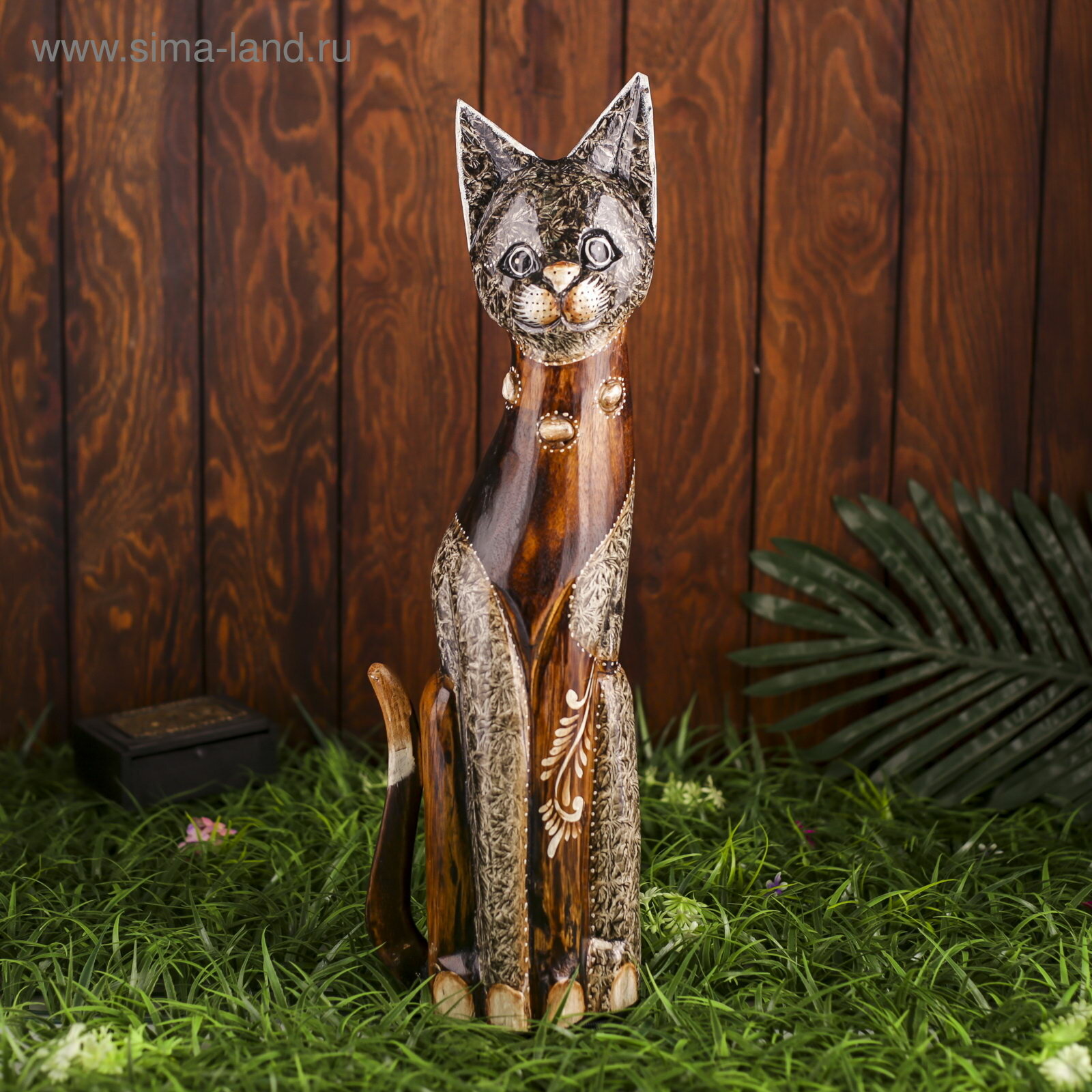 Сувенир "Кошка", 50 см, дерево, цвет: коричневый, форма фигуры: кошка, кот