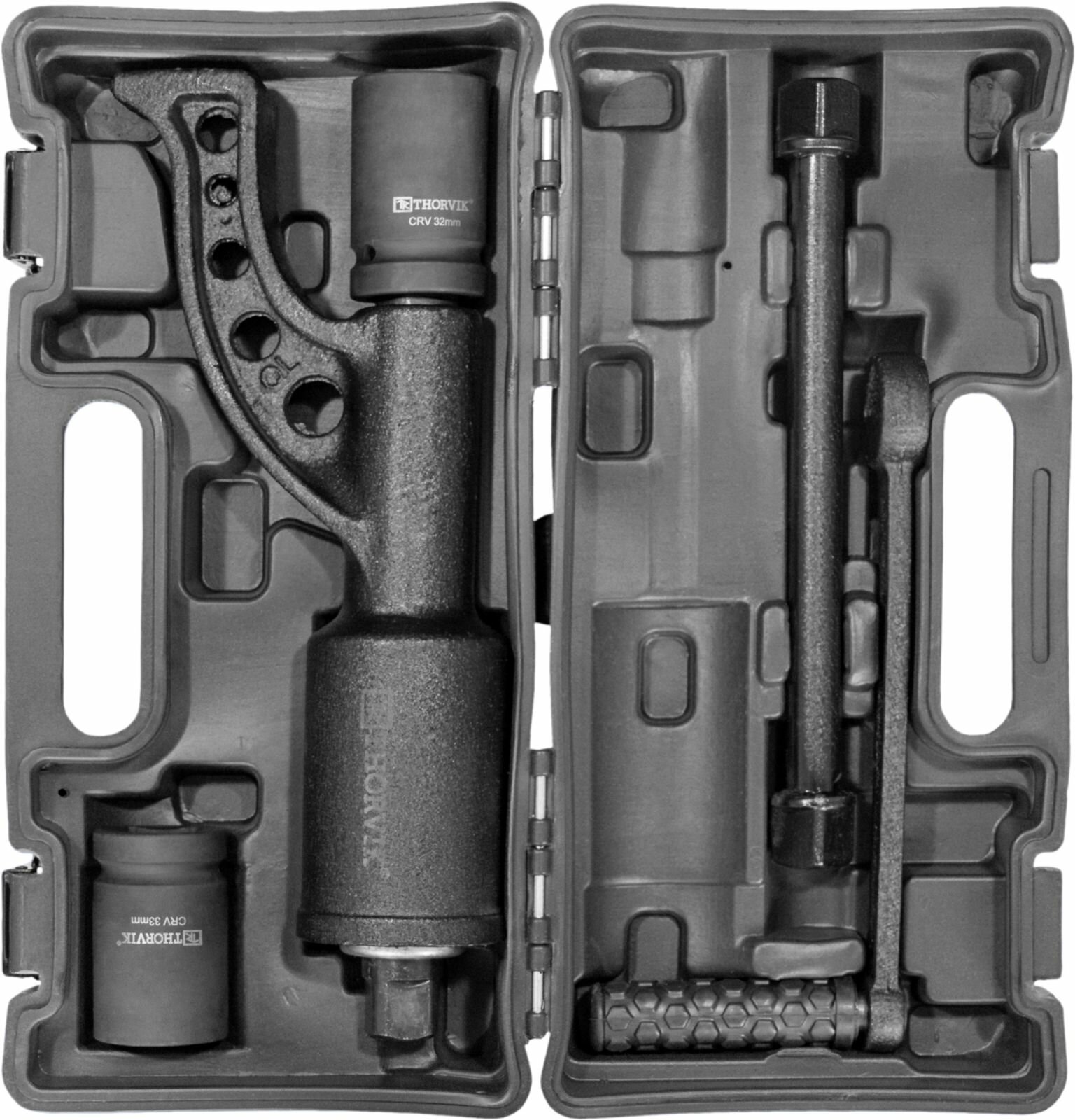 Гайковерт ручной механический удлиненный THORVIK LSW3 Universal 1"DR, 3800 Нм и головки торцевые 1"DR 32 мм, 33 мм