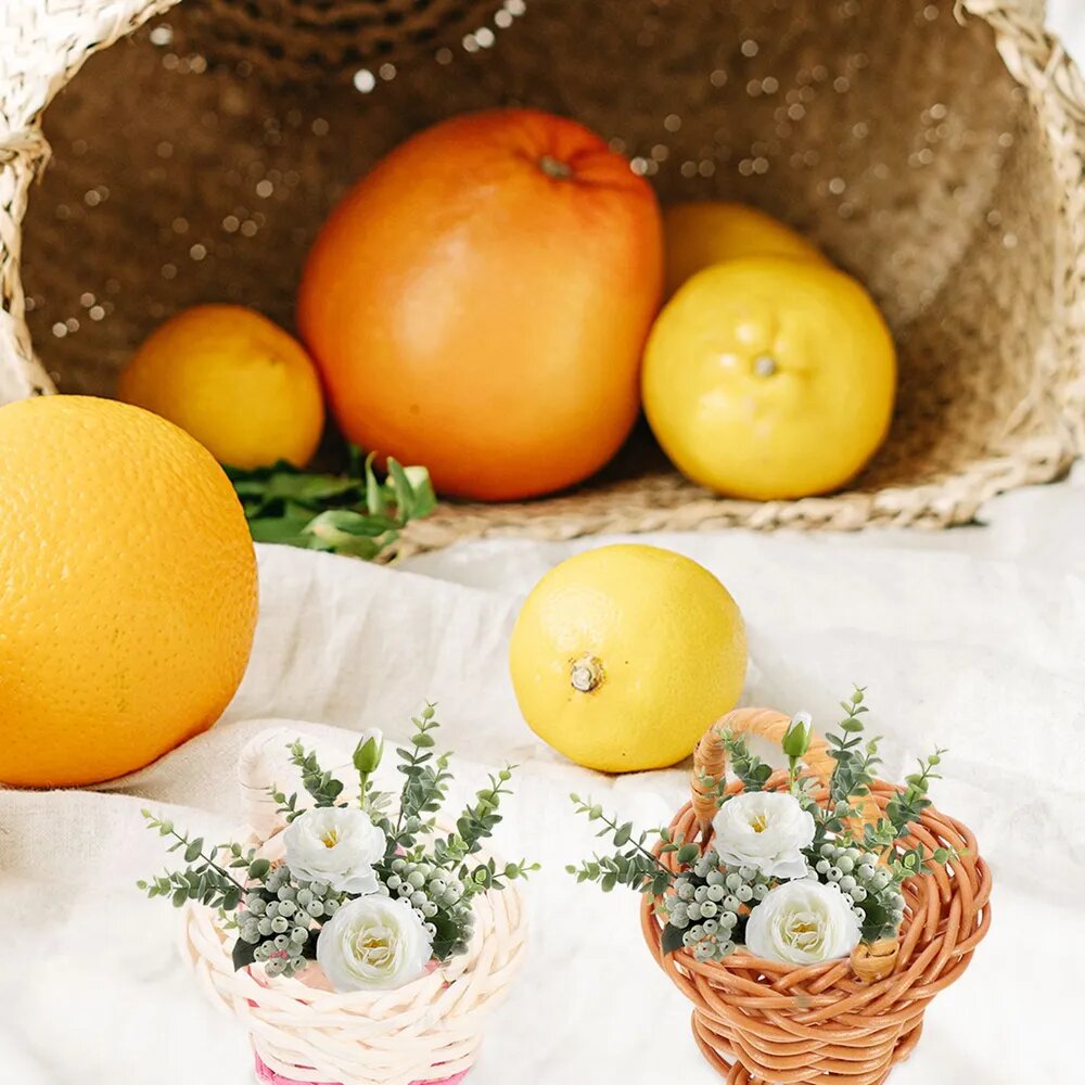 Набор из 12 плетеных корзинок для украшения интерьера, 6 бежевых и 6 белых цветов