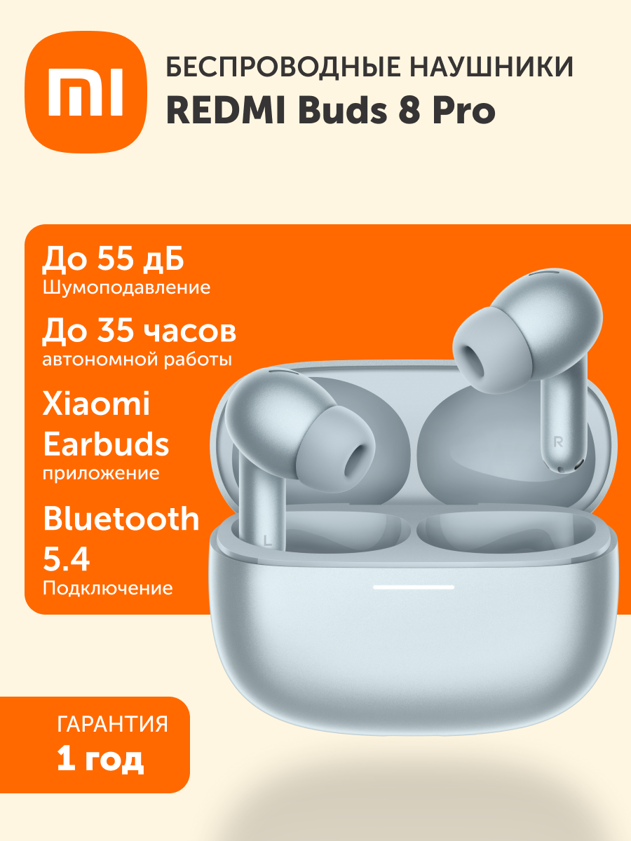 Наушники Xiaomi REDMI Buds 8 Pro , беспроводные, Hi-Res , шумоподавление , синие