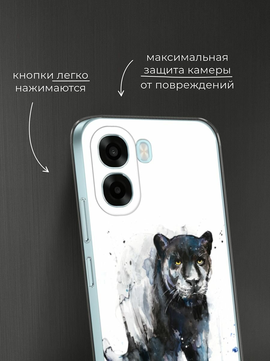 Силиконовый чехол на Oppo A6x / Оппо A6x с принтом Пантера арт 3 — фото 1