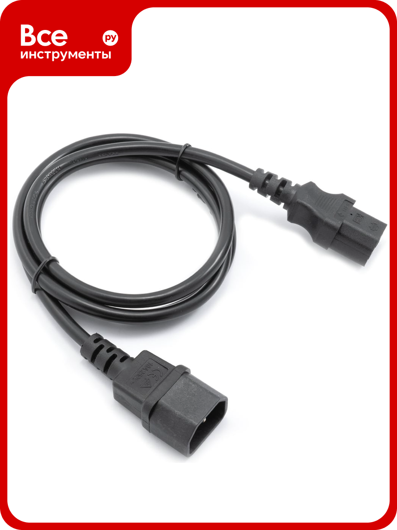 Кабель, A1, питания A1 1 м, С, 3x1 мм², 2200 Вт, черный A1-PC1-C13-C14-1M, подключения компьютерного, предназначен