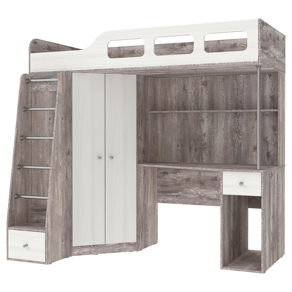 Астра-7 кровать чердак Винтерберг Белое Дерево