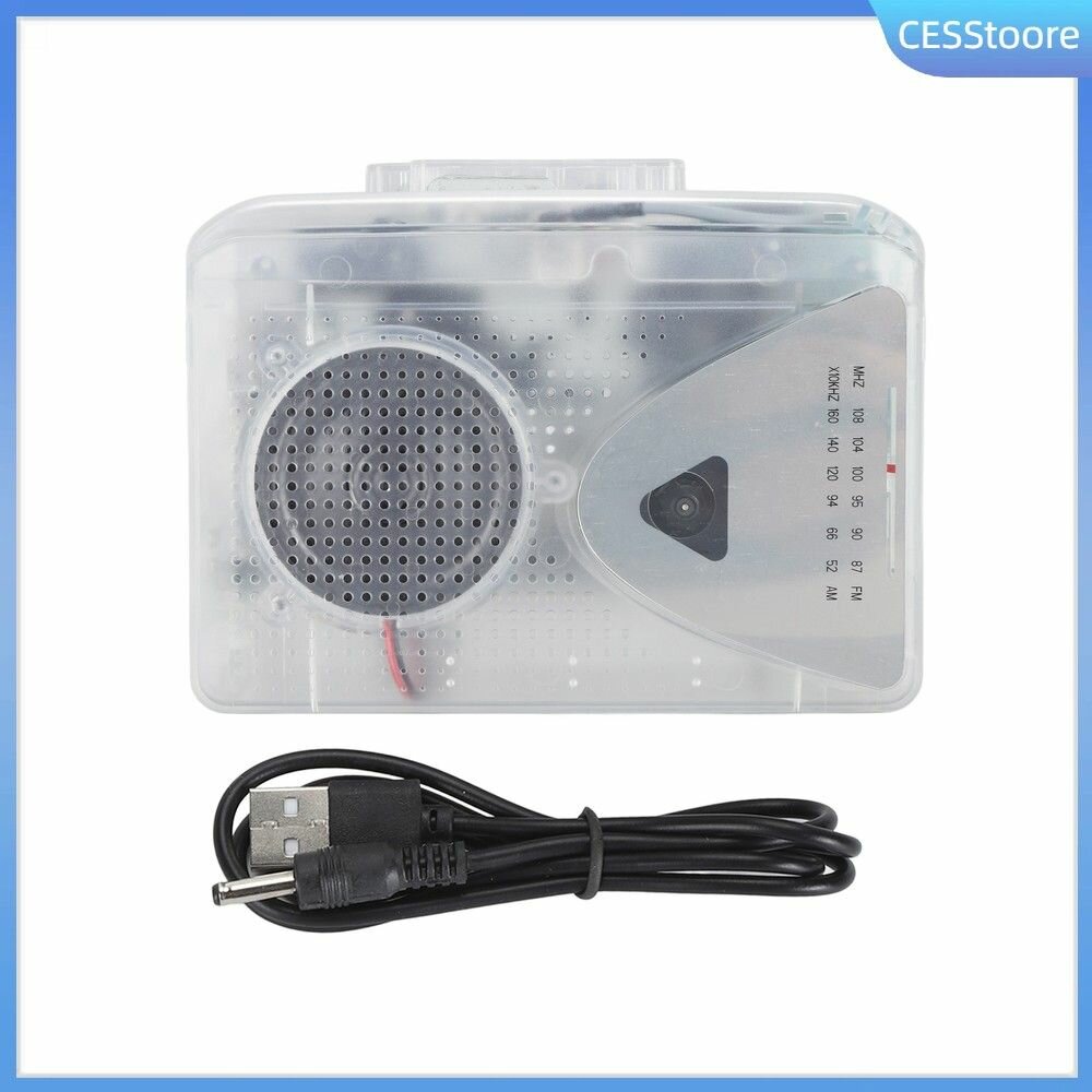 Конвертер кассетной ленты в MP3 с автореверсом. Прозрачный, стерео, 3.5 мм разъём для наушников, прозрачный