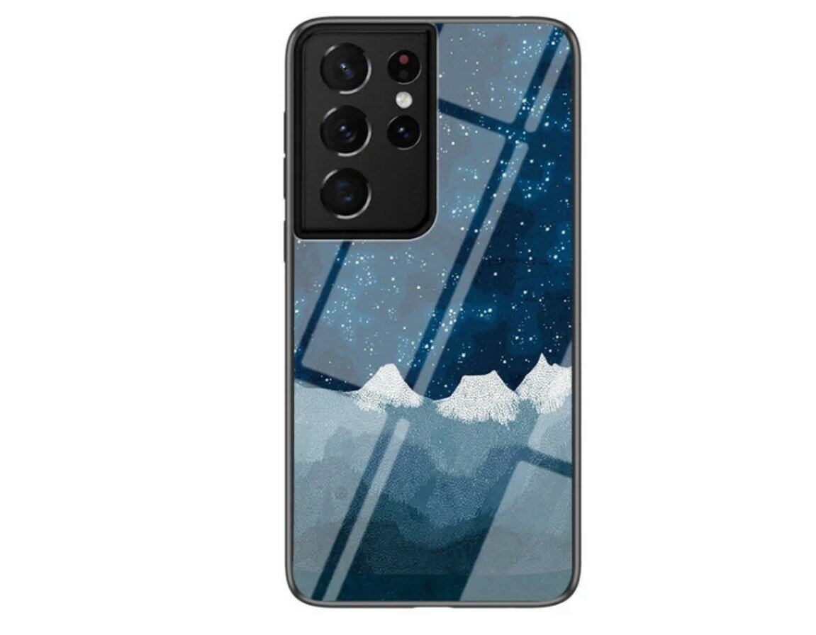 Чехол-бампер MyPads для Samsung Galaxy A22 4G SM-A225F (2021) силиконовый с закаленным стеклом тематика Снежные горы