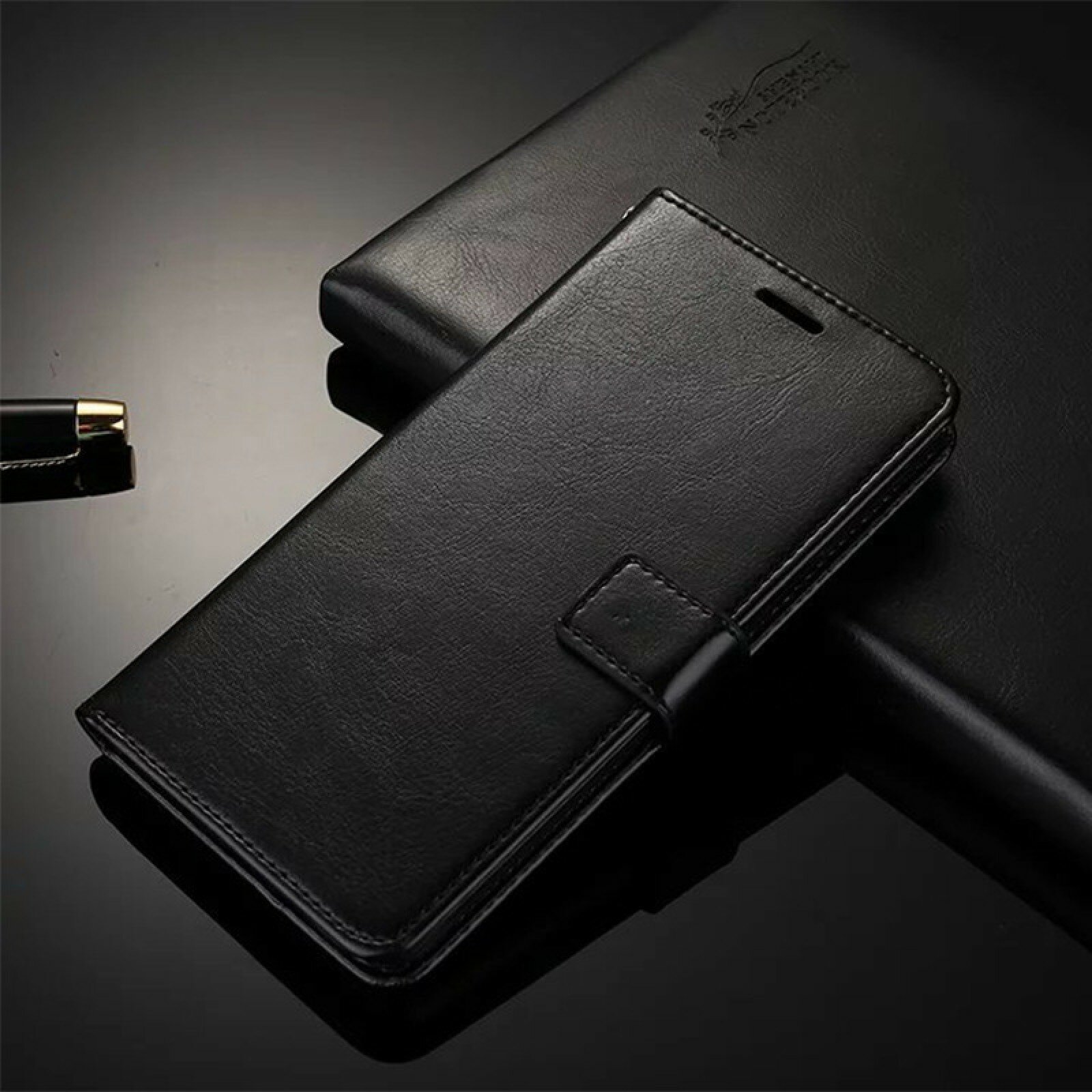 Чехол-книжка MyPads Porta Biglietti для Oukitel WP15/WP15S из эко-кожи с подставкой и визитницей черный
