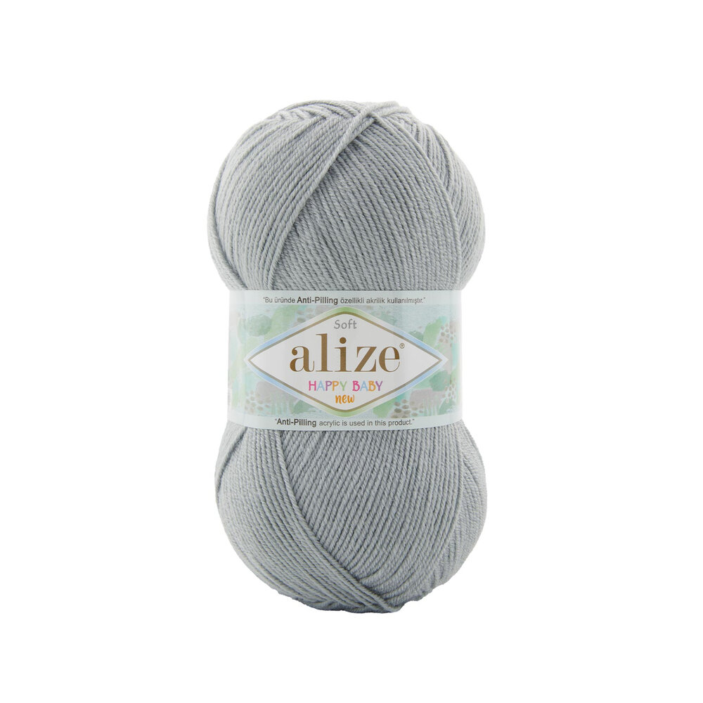 Пряжа для вязания Alize Happy baby new 344 серый 100 гр/320 м 10% бамбук, 90% антипилинг акрил