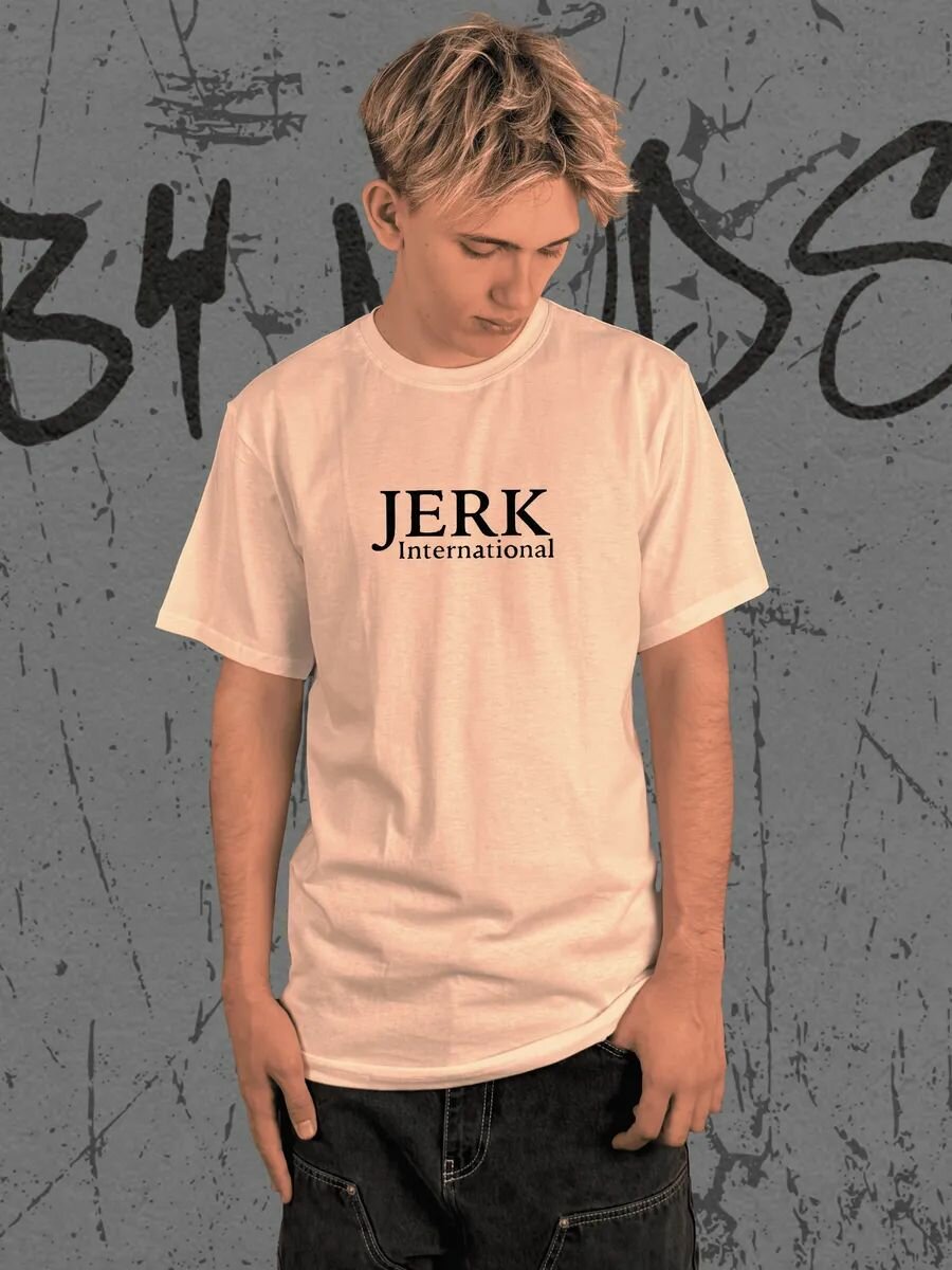 Футболка белая с вышивкой "Jerk International"
