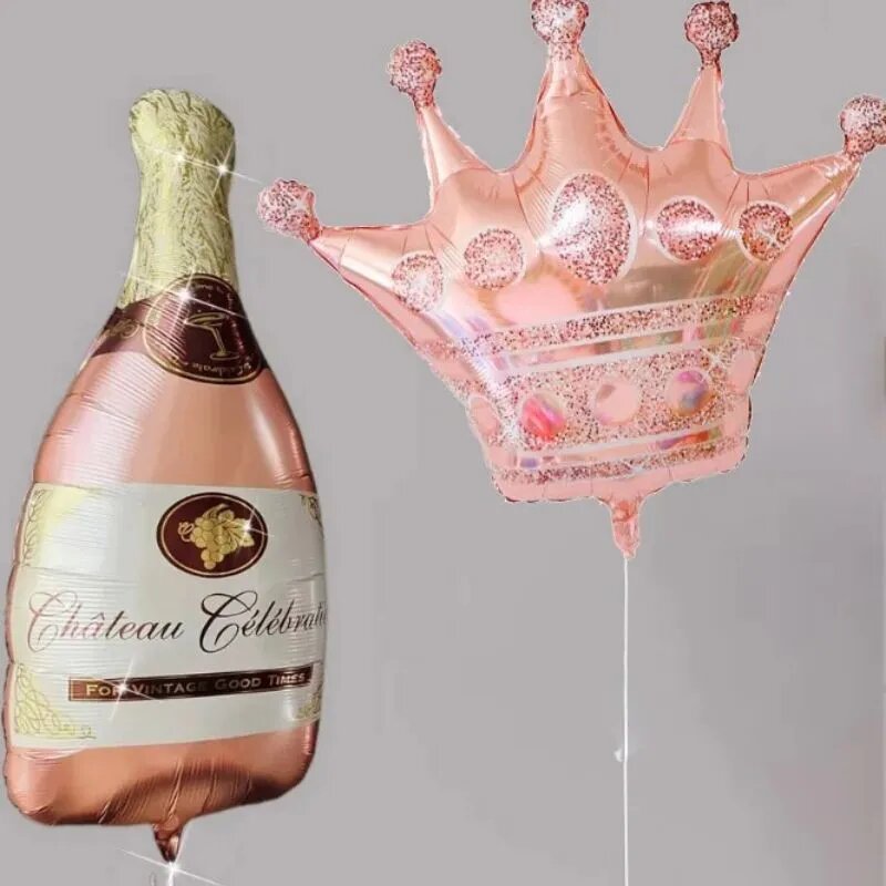 Кольцо с бриллиантом/бутылка шампанского, воздушные шары, Декор для свадьбы/дня рождения,2шт