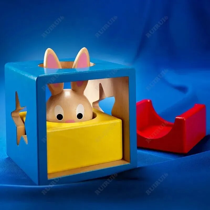 Сортер Shy Bunny для детей от 2 лет из дерева, развивающая игра-головоломка в прятки, 1 игрок, 60 минут — фото 1
