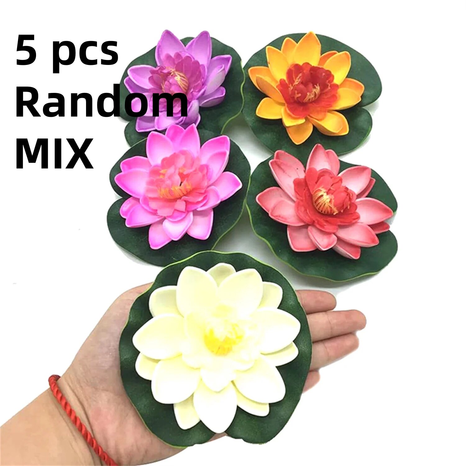 Искусственные лотосы на плавающих листьях, 5 шт, Colorful-5