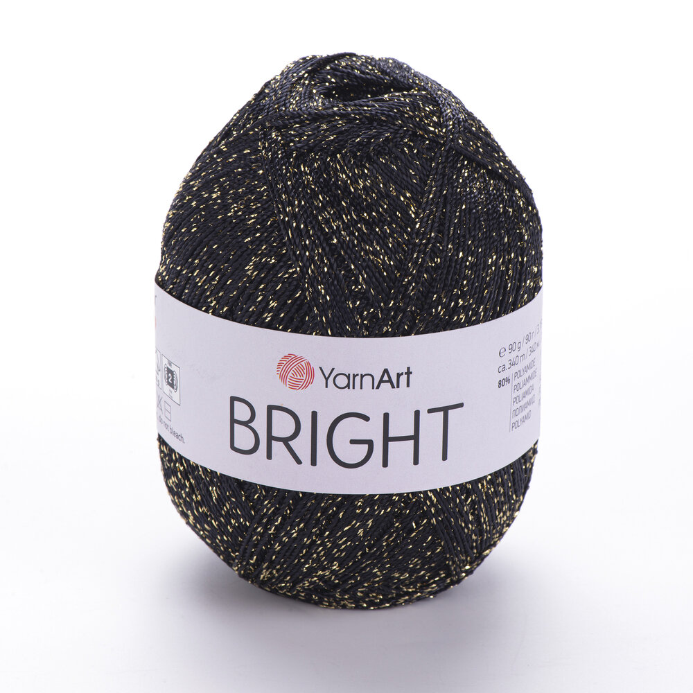 Пряжа для вязания YarnArt Bright 105 черный с золотом 1 моток 90 гр/340 м 80% полиамид, 20% металлик