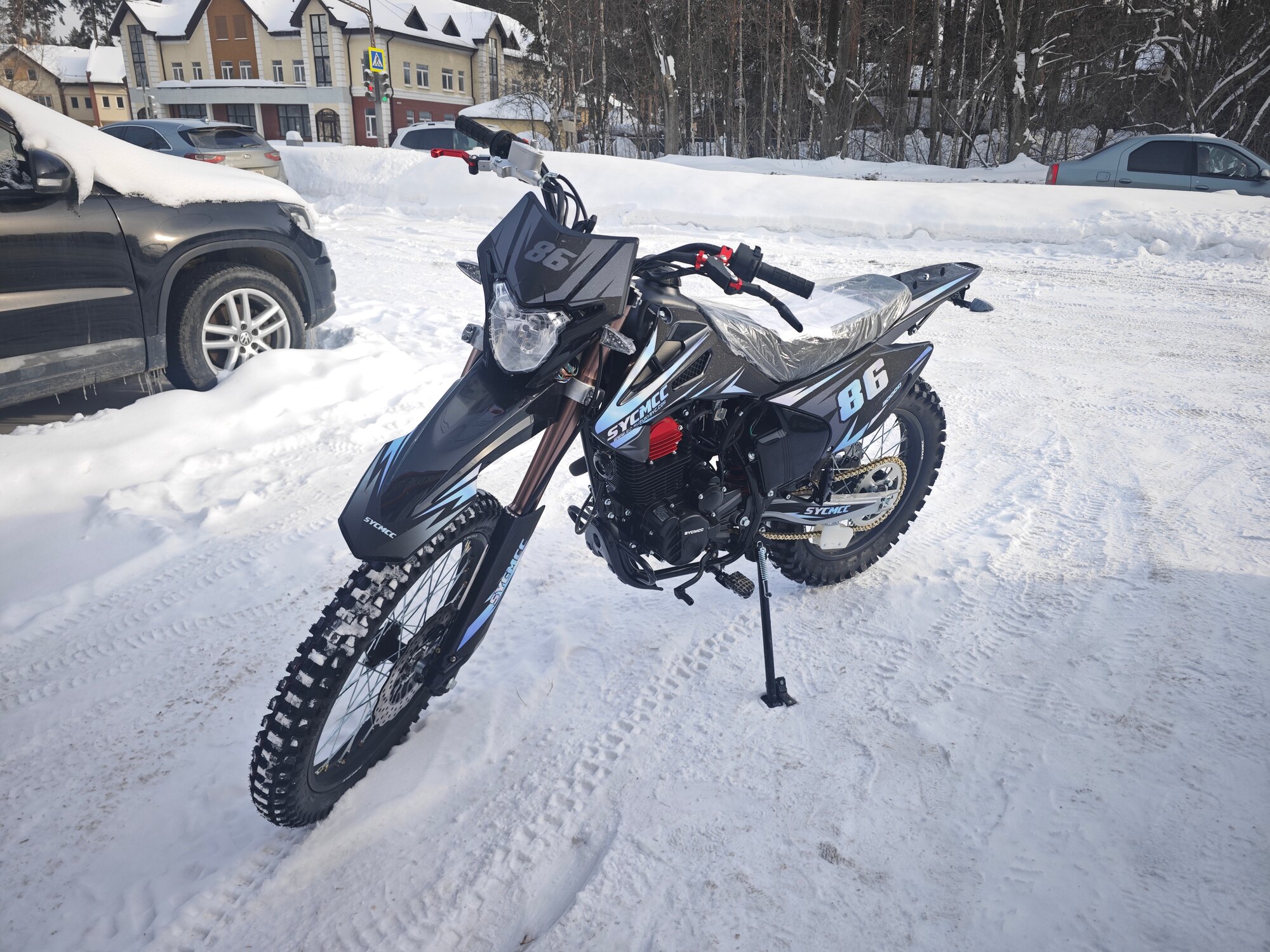 Мотоцикл Sycmcc 86 воздушное охлаждение 177FMM механика 5 скоростей Эндуро Кросс чёрный